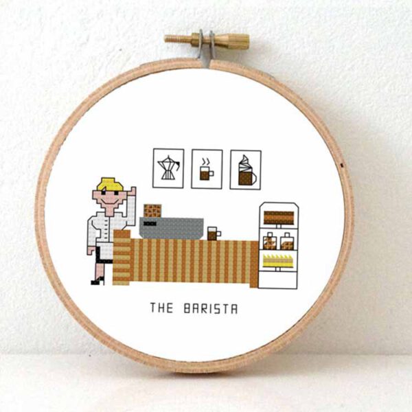 2 x Barista cross stitch pattern | Studio Koekoek