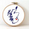 Scotland map cross stitch pattern with a heart for Edinburgh | Studio ...