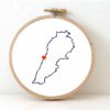 Lebanon map cross stitch pattern with heart for Beirut | Studio Koekoek