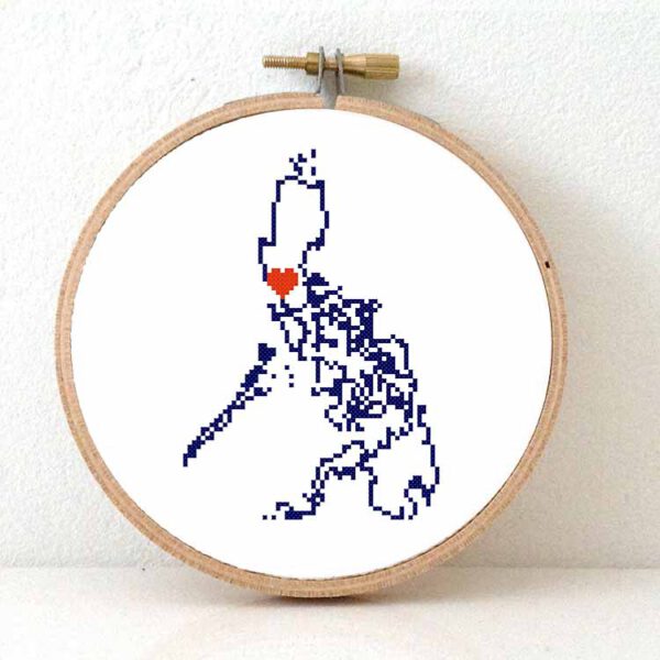 Philippines map cross stitch pattern with a heart for Manilla | Studio ...