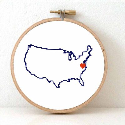 USA map cross stitch kit | Studio Koekoek