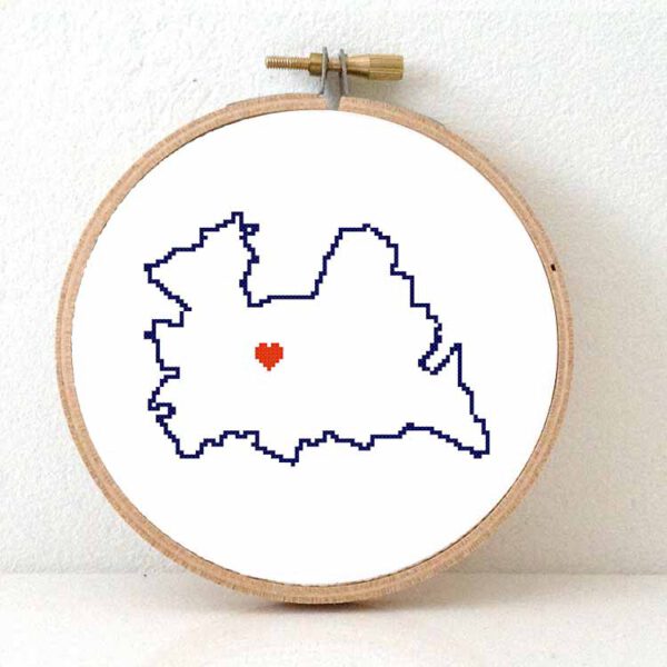 Utrecht map cross stitch pattern with a heart for the capital | Studio ...
