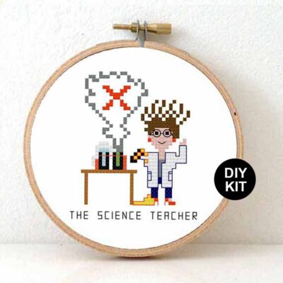 Female science teacher cross stitch kit | Studio Koekoek