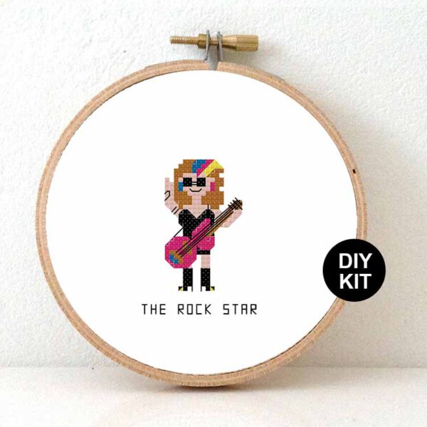 Male rock star cross stitch kit | Studio Koekoek