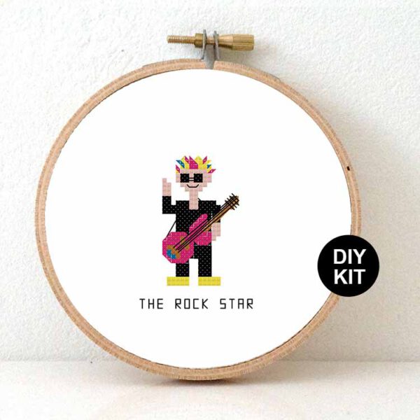 Male rock star cross stitch kit | Studio Koekoek