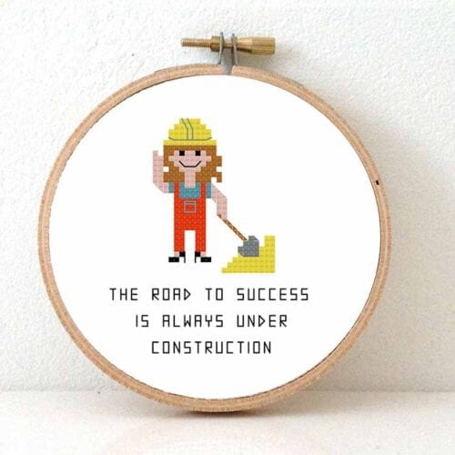 2 x Construction worker cross stitch pattern | Studio Koekoek