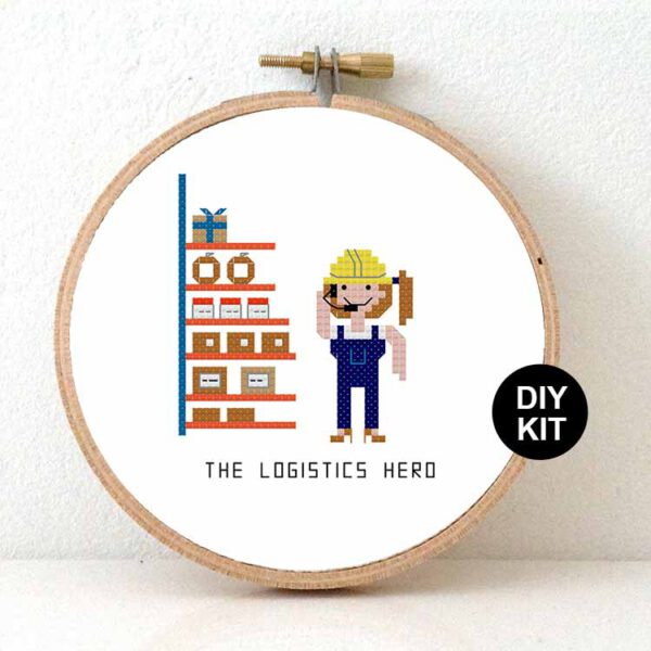 Female logistics hero cross stitch kit | Studio Koekoek