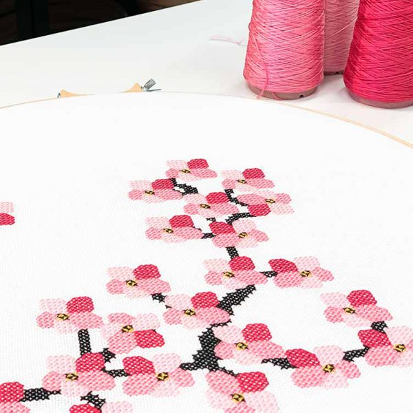 Cherry blossom cross stitch kit (excluding hoop) | Studio Koekoek