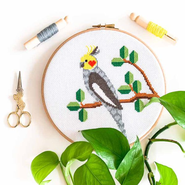 Cockatiel cross stitch kit | Studio Koekoek
