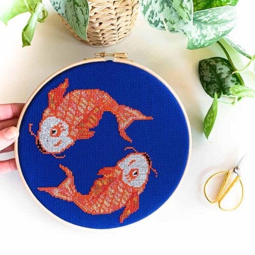 Koi fish cross stitch kit with variegated floss | LAST KIT | Studio Koekoek