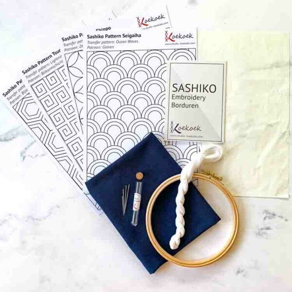 Sashiko starter kit for beginners with ecological materials | Studio ...