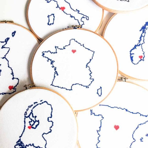 Map cross stitch patterns and kits | Stitch a Map | Studio Koekoek