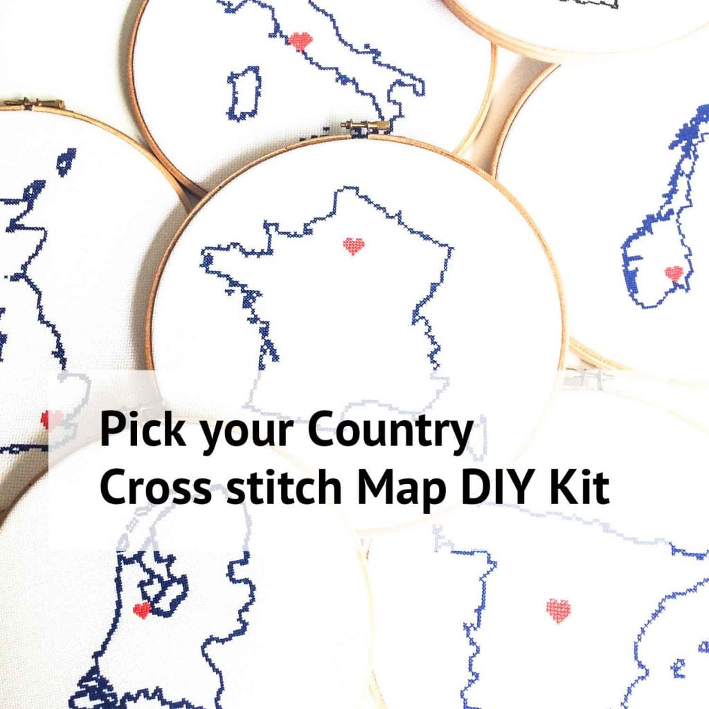 Country map cross stitch kit | Stitch a Map | Studio Koekoek