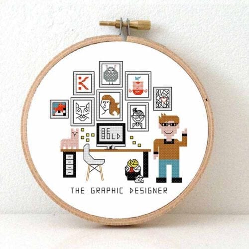 2 x Graphic designer cross stitch pattern | Studio Koekoek