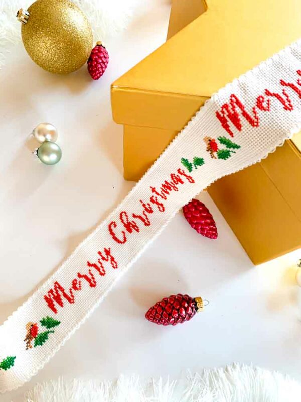 Merry Christmas lint borduurpatroon | Studio Koekoek