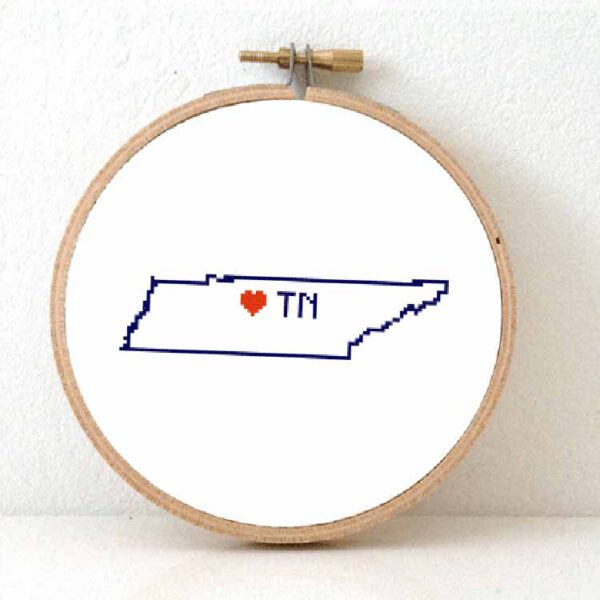 Tennessee map cross stitch pattern with a heart for Nashville | Studio ...