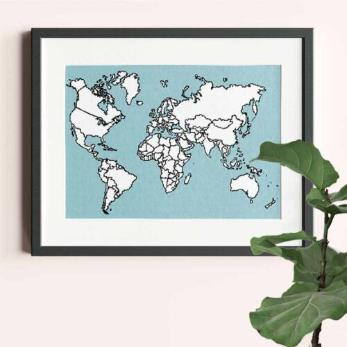XL World map cross stitch pattern | Studio Koekoek