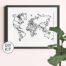 XL World Map cross stitch kit with country map outlines | Studio Koekoek